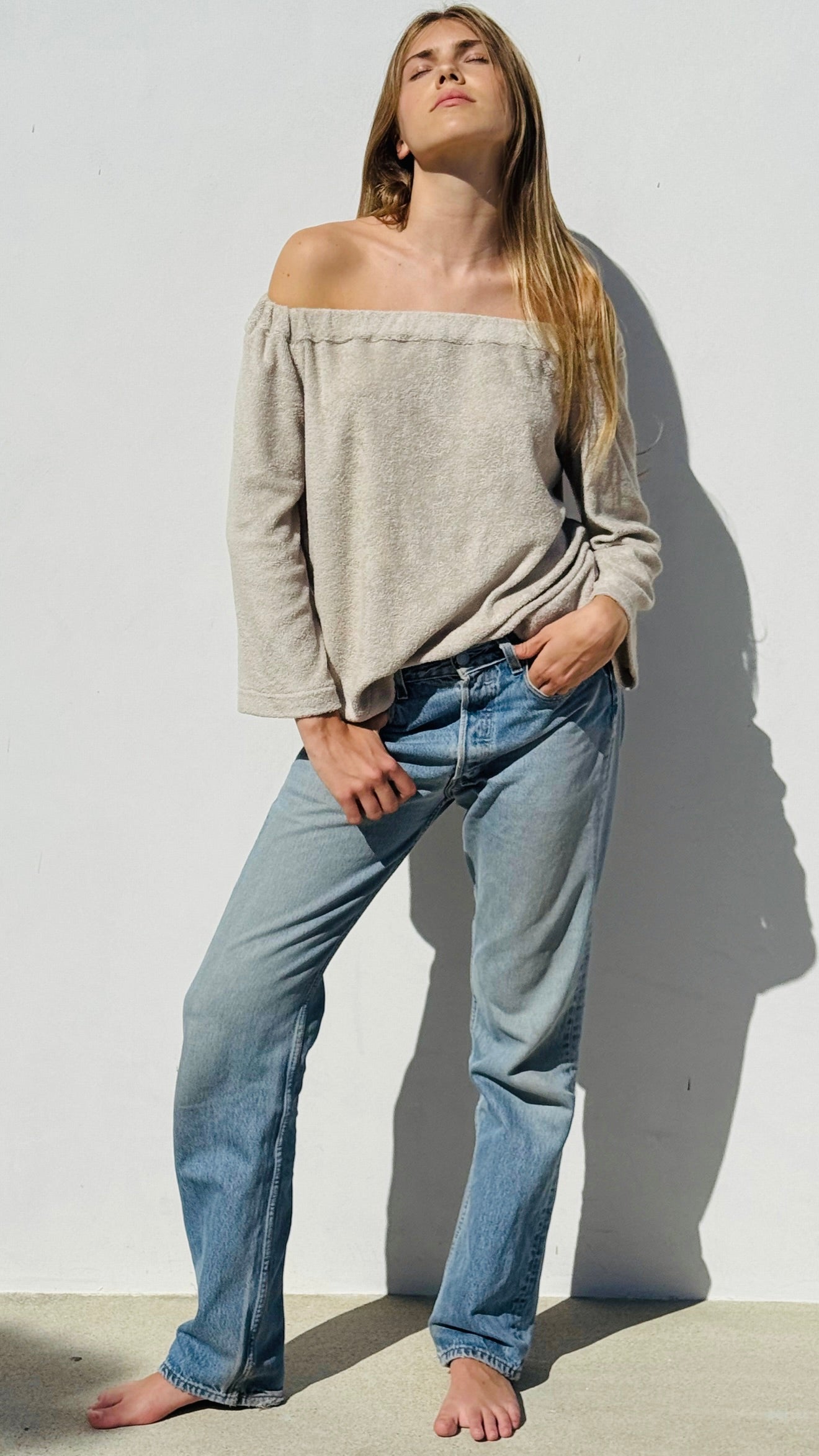 The On or Off the Shoulder Top - Thin Looped Terry – Simone Fan